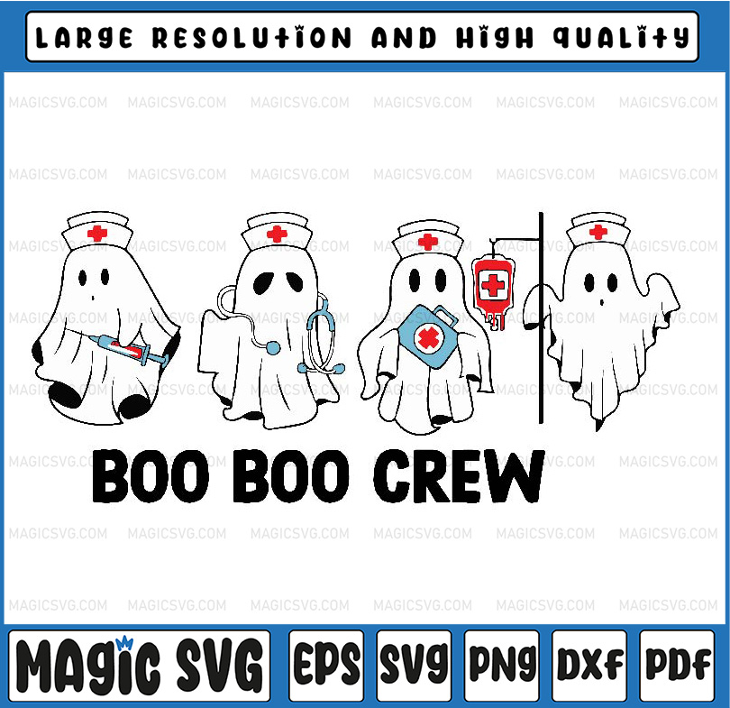 Nurse Halloween Boo Boo Crew Svg, Cute Ghost Nurse Svg, Spoo | Inspire ...