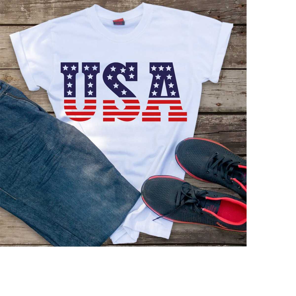 USA Svg Png Pdf Eps Ai Cut Files, USA With Stars, 4th Of Jul - Inspire ...