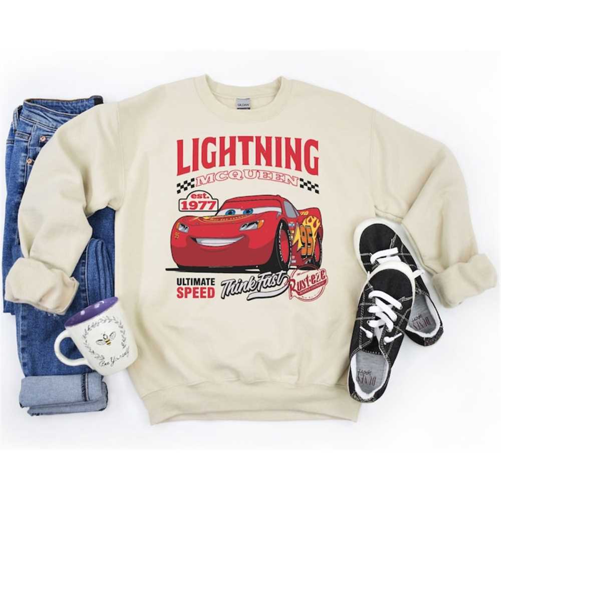 Retro Lightning McQueen Sweatshirt, Pixar Cars Movie Shirt, | Inspire ...
