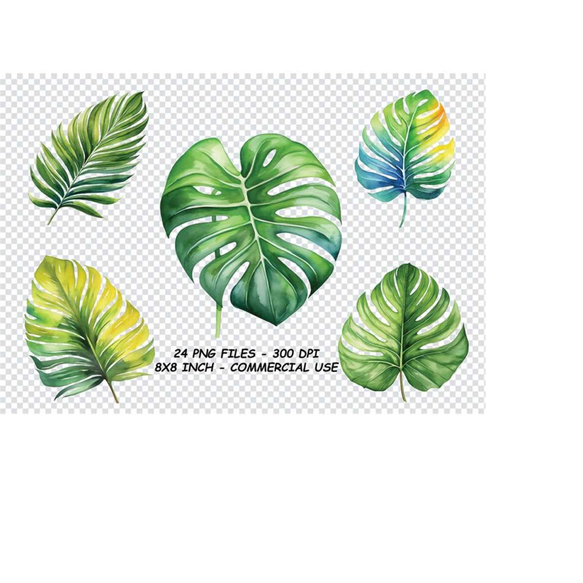 WATERCOLOR TROPICAL LEAVES Clipart, Watercolor Tropical Leav - Inspire ...