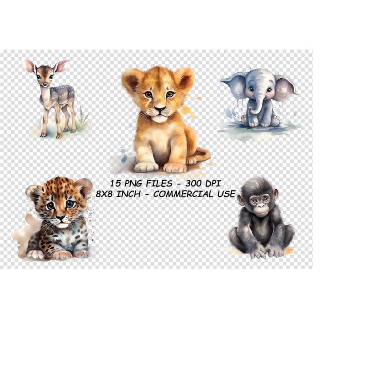 SAFARI BABY ANIMALS Watercolor Clipart, JPGs, Safari Baby An | Inspire ...