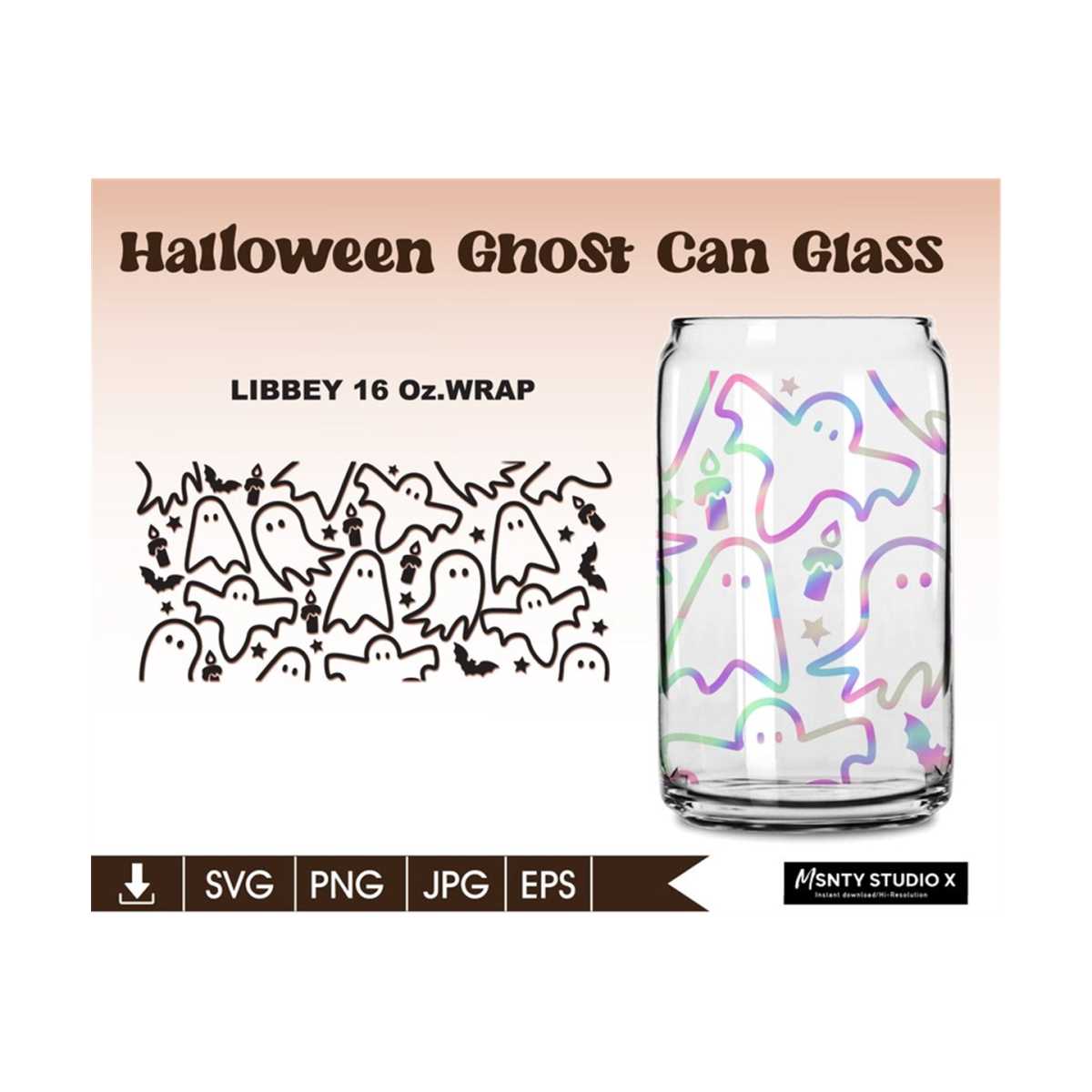 Cute halloween Ghost svg ,can shaped glass svg, Ghost libbey | Inspire ...