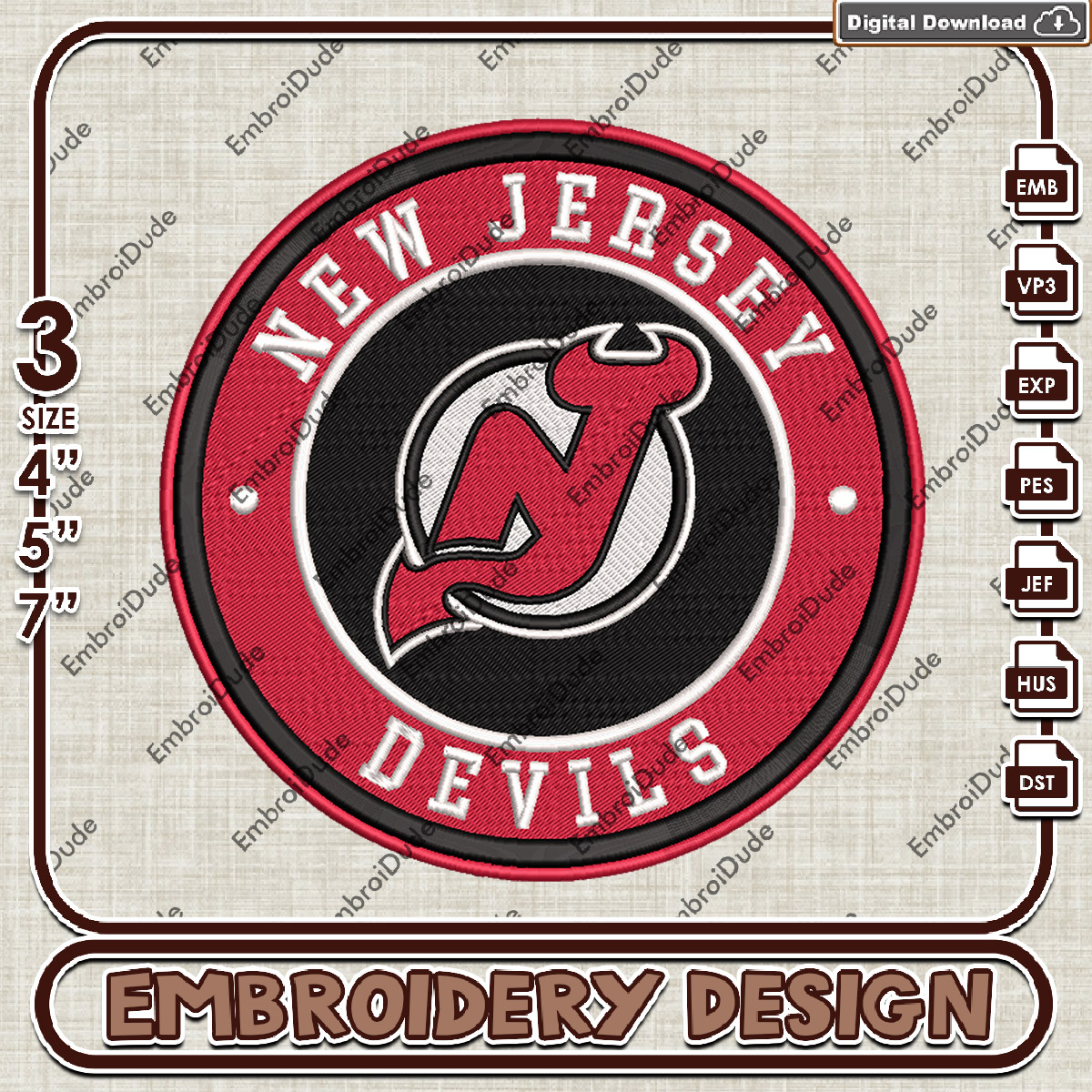 New Jersey Devils NHL Team Embroidery Design, NHL Logo Embro | Inspire ...