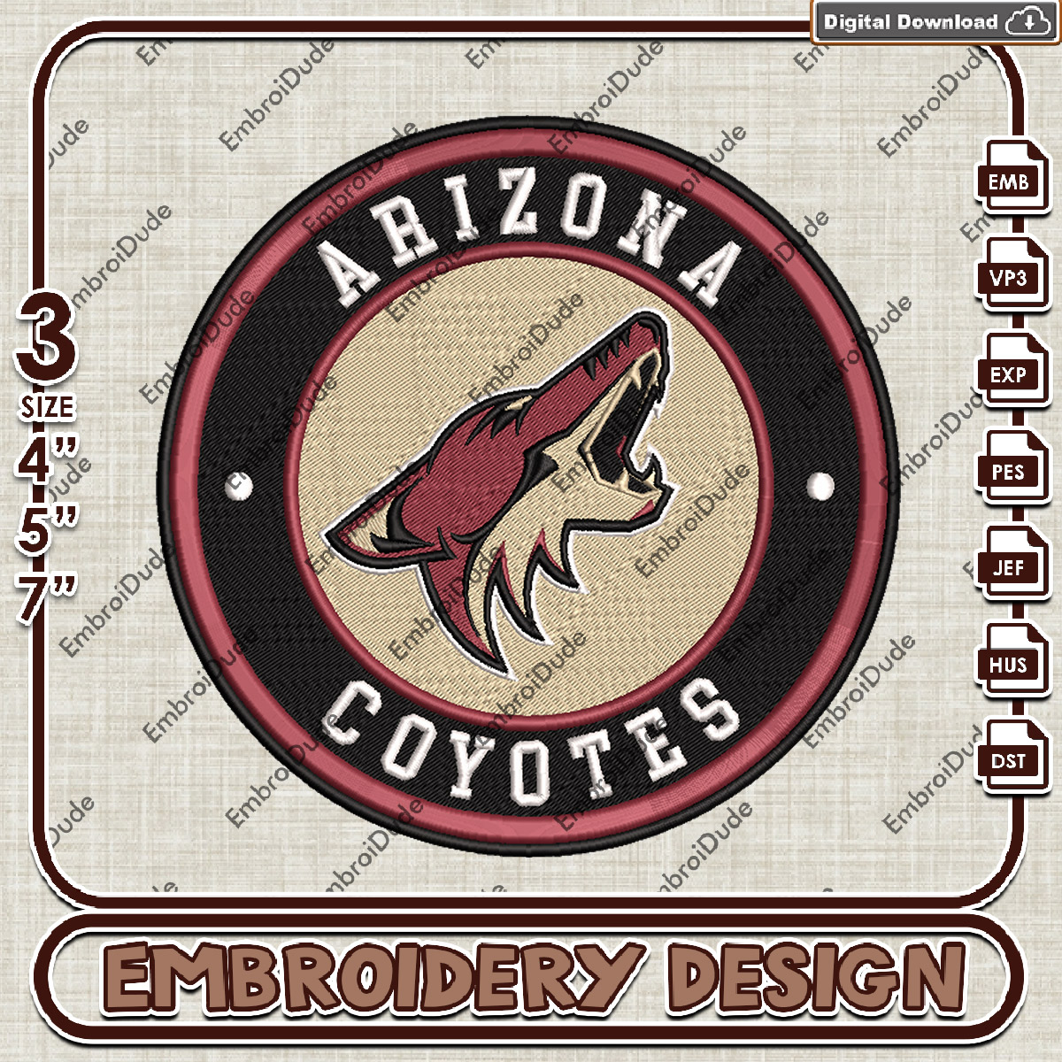 Arizona Coyotes NHL Team Embroidery Design, NHL Logo Embroid | Inspire ...