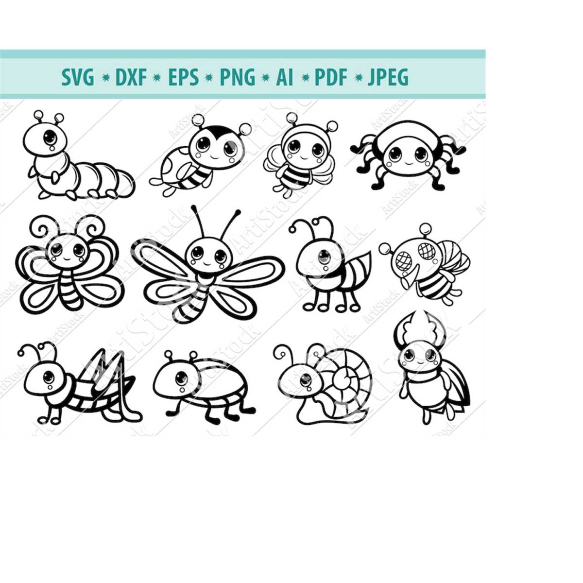 Bugs SVG, Cute Insect Cutting Templates, Baby insects svg, I - Inspire ...