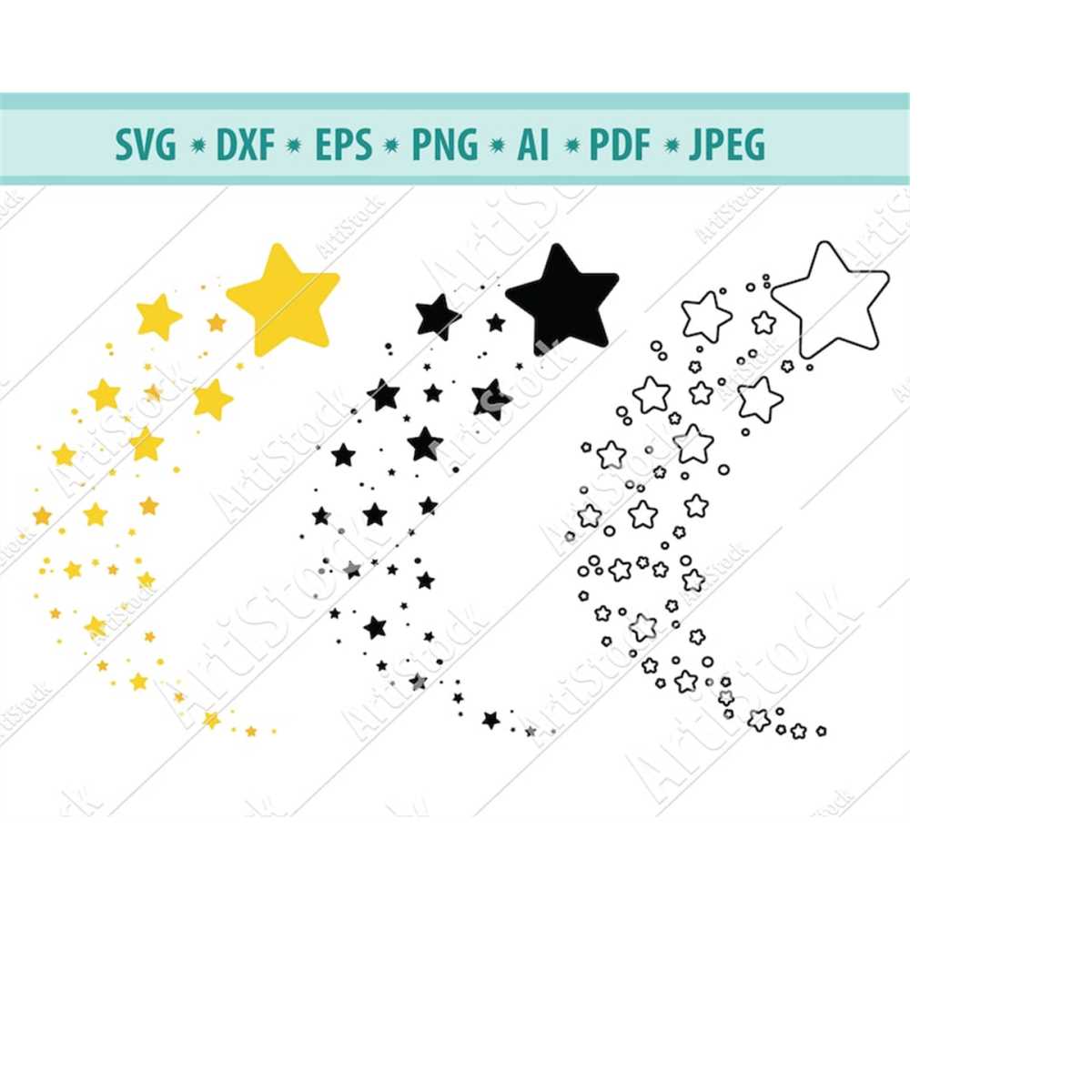 Shooting stars, Stars, Falling stars, Silhouette,SVG,Graphic - Inspire ...