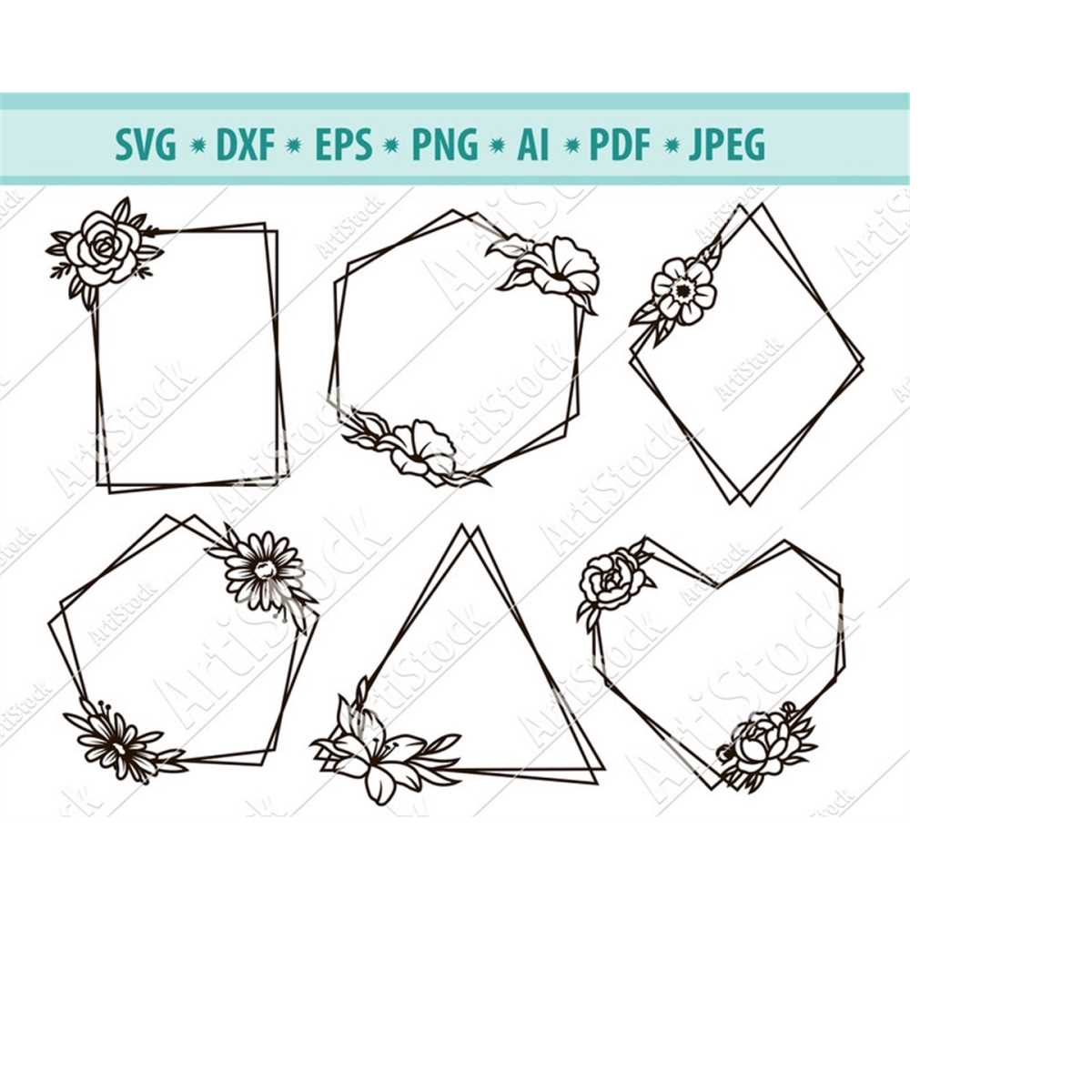 Flower Frame SVG file, Frames Svg, Flower Border SVG, Square - Inspire ...