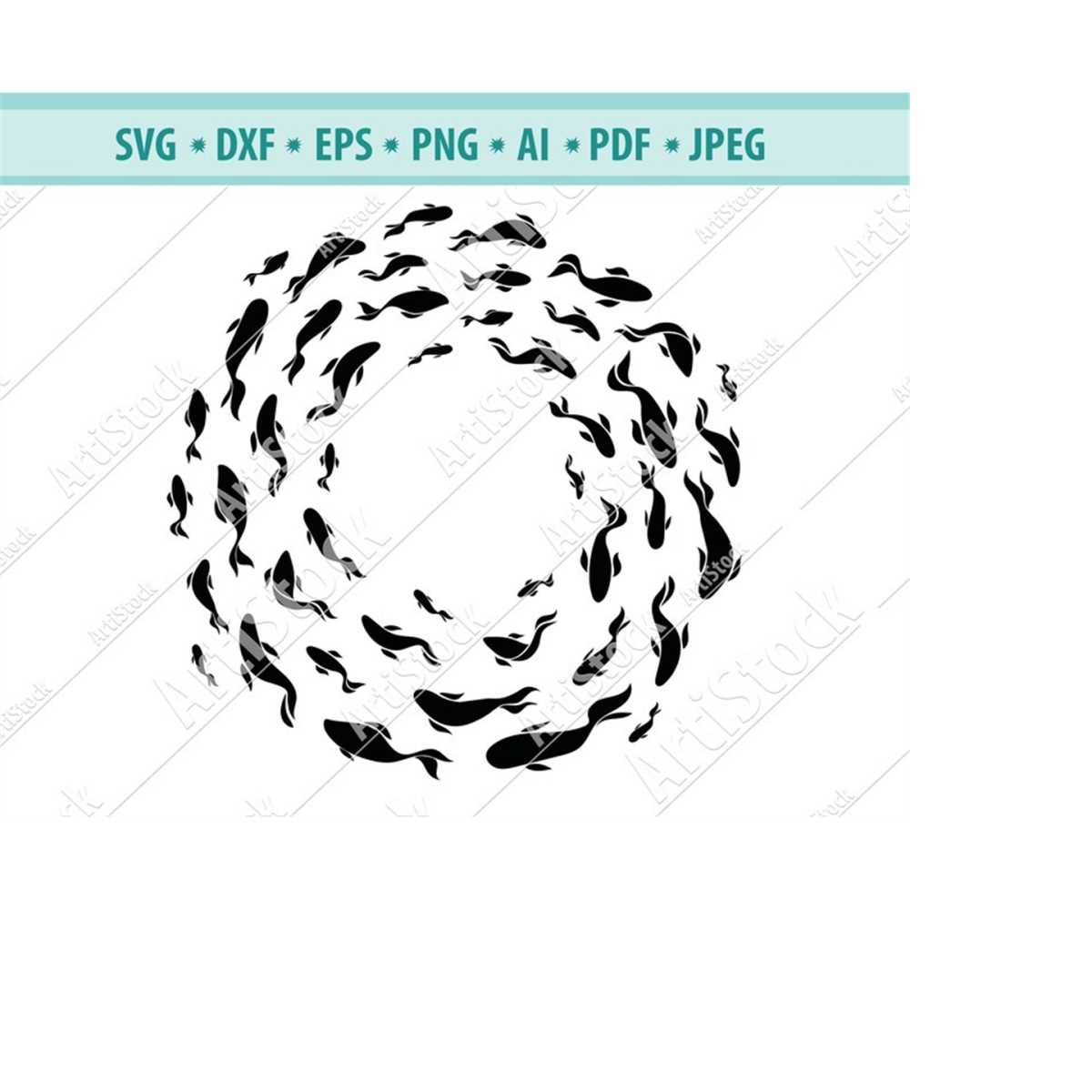 School of fish. Group of fishes. Vector fish logo. Black sil | Inspire ...