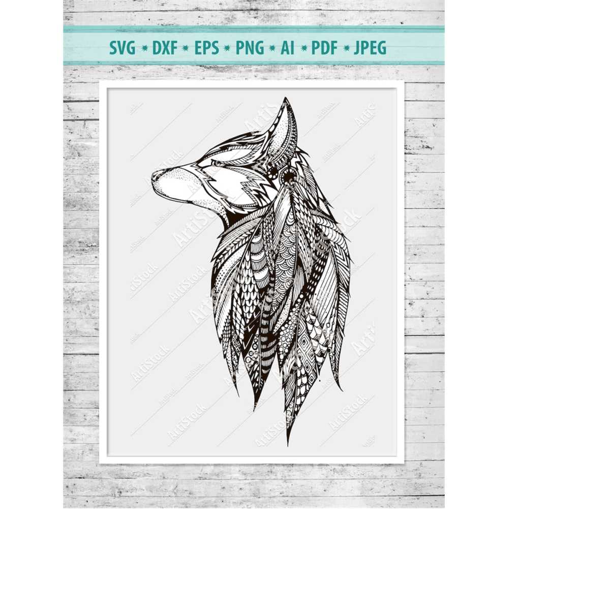 Zentangle wolf clipart / mandala wolf clipart / wolf png / z | Inspire ...