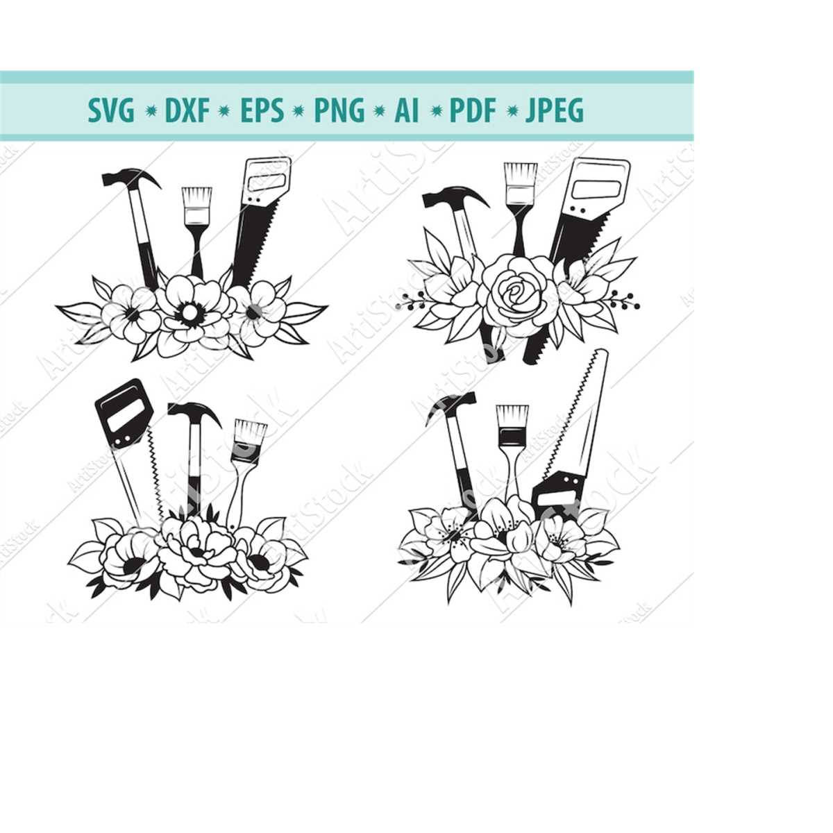 Carpentry tools SVG, Flower carpentry tools SVG, Worker tool | Inspire ...