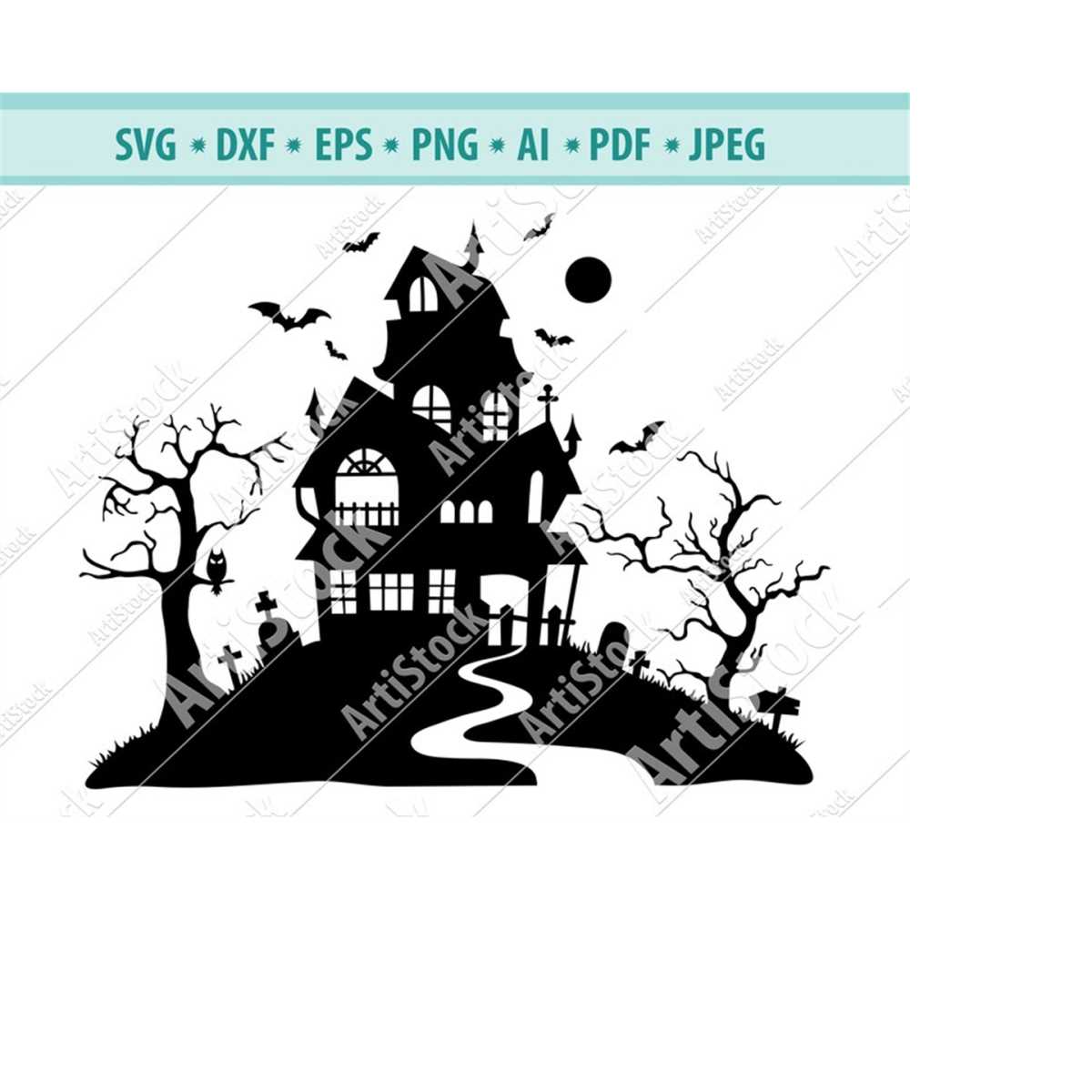 Haunted House SVG, Spooky Halloween SVG, Ghost SVG, Cute Hal - Inspire ...