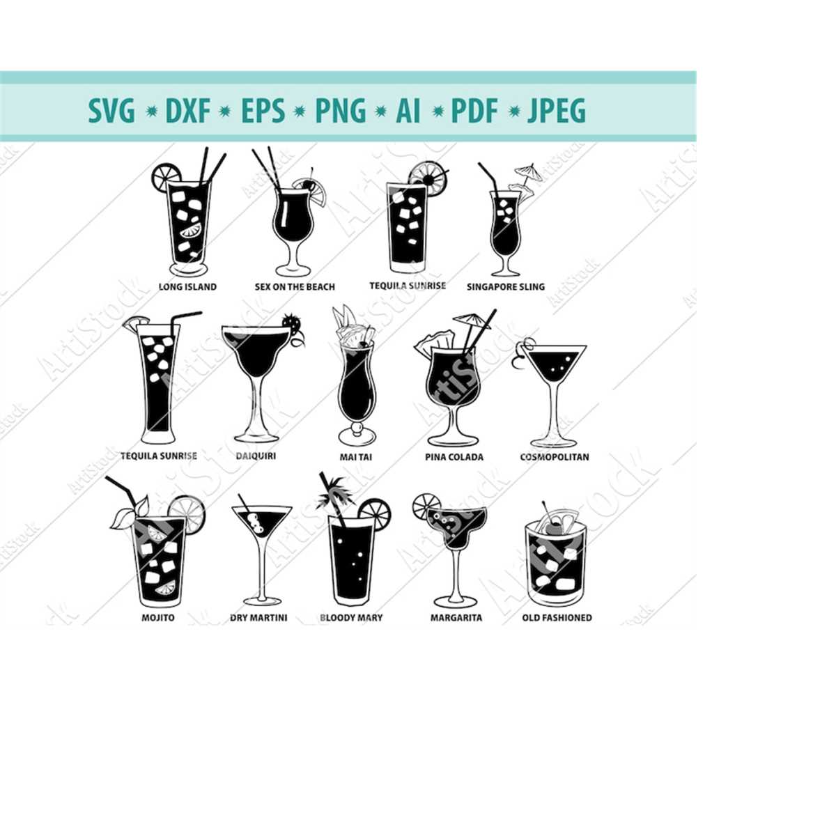 Cocktail SVG, Mojito SVG, Alcoholic drinks SVG, Cocktail Cli - Inspire ...