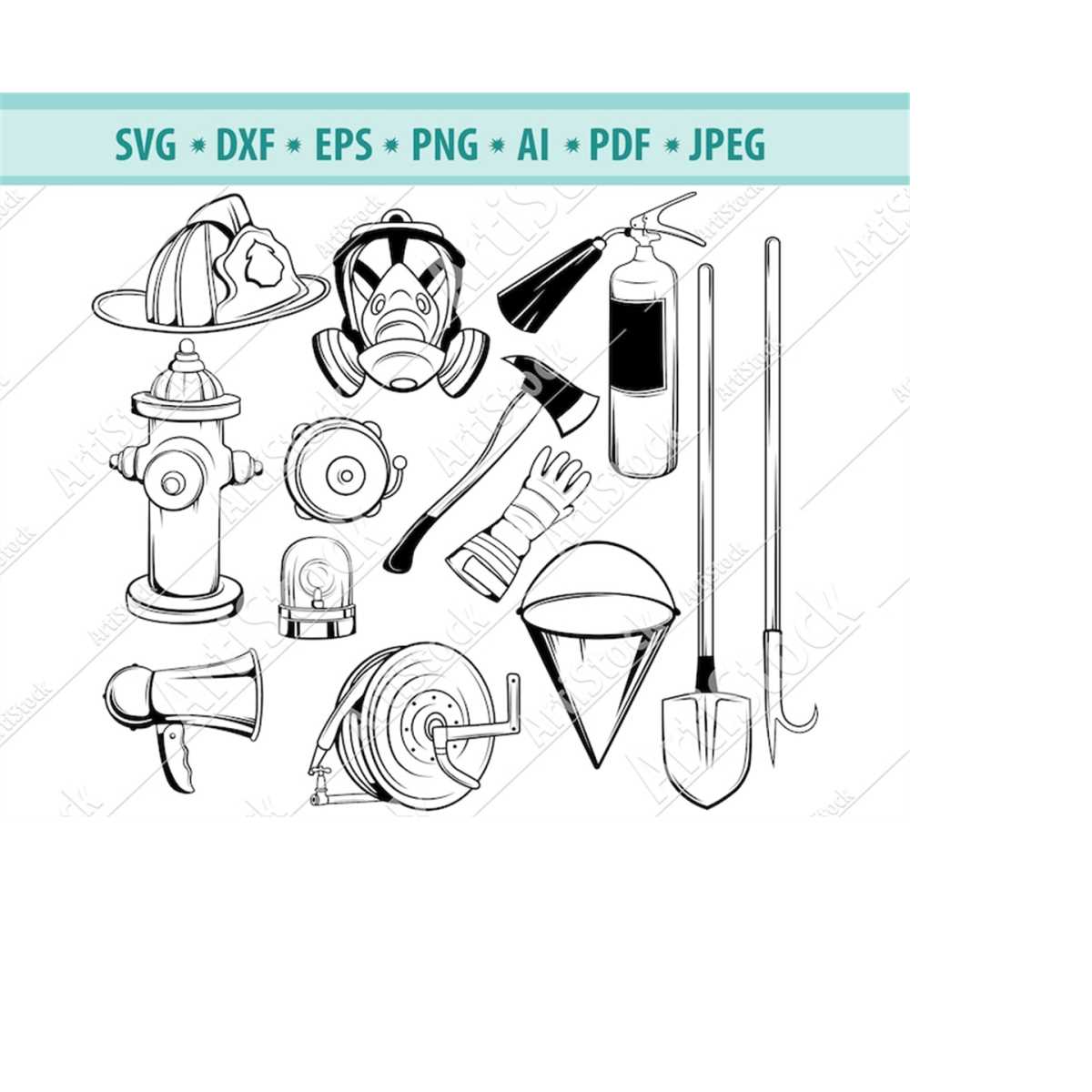 Fire equipment Svg, Firefighter Svg, Firefighting Svg, Fire | Inspire ...