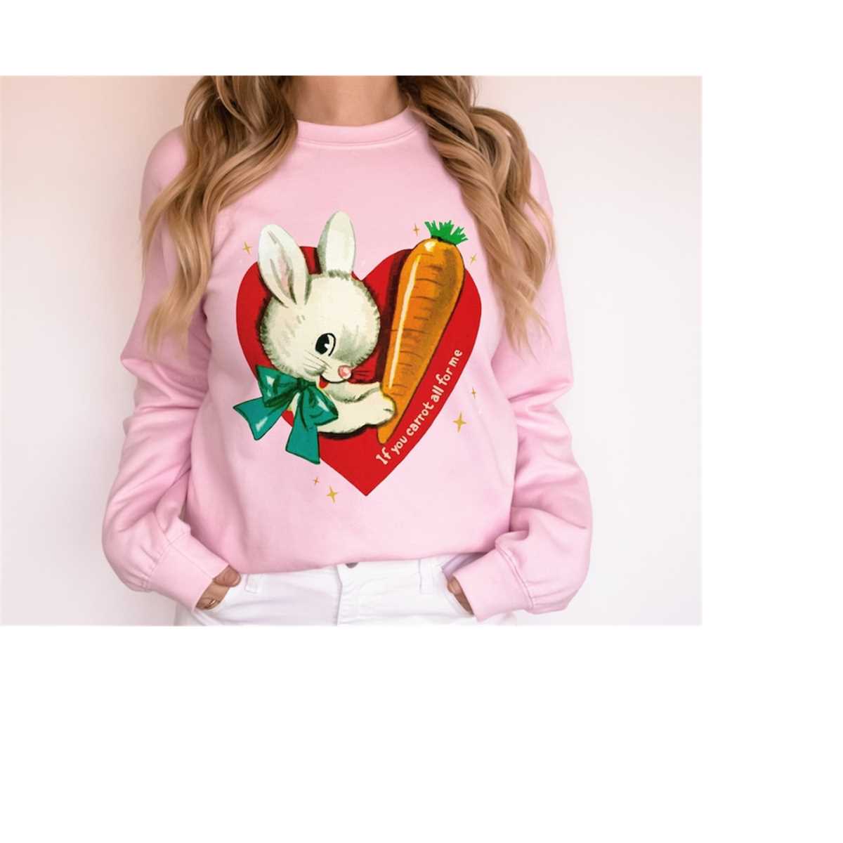 Retro Valentines Day Sweatshirt, Bunny Carrot Valentines Shi | Inspire ...