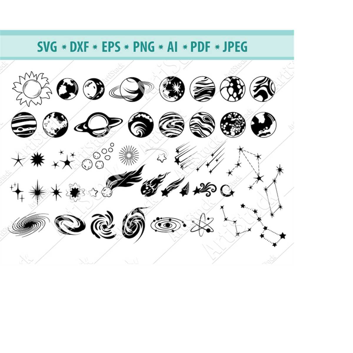 Solar System Svg, Space bodies Svg, Stars Svg, Astronomy Svg | Inspire ...