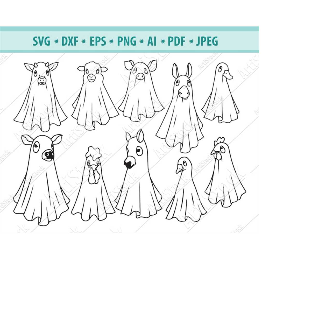 Farm ghost animal svg, Halloween pets Svg, ute animal ghost | Inspire ...