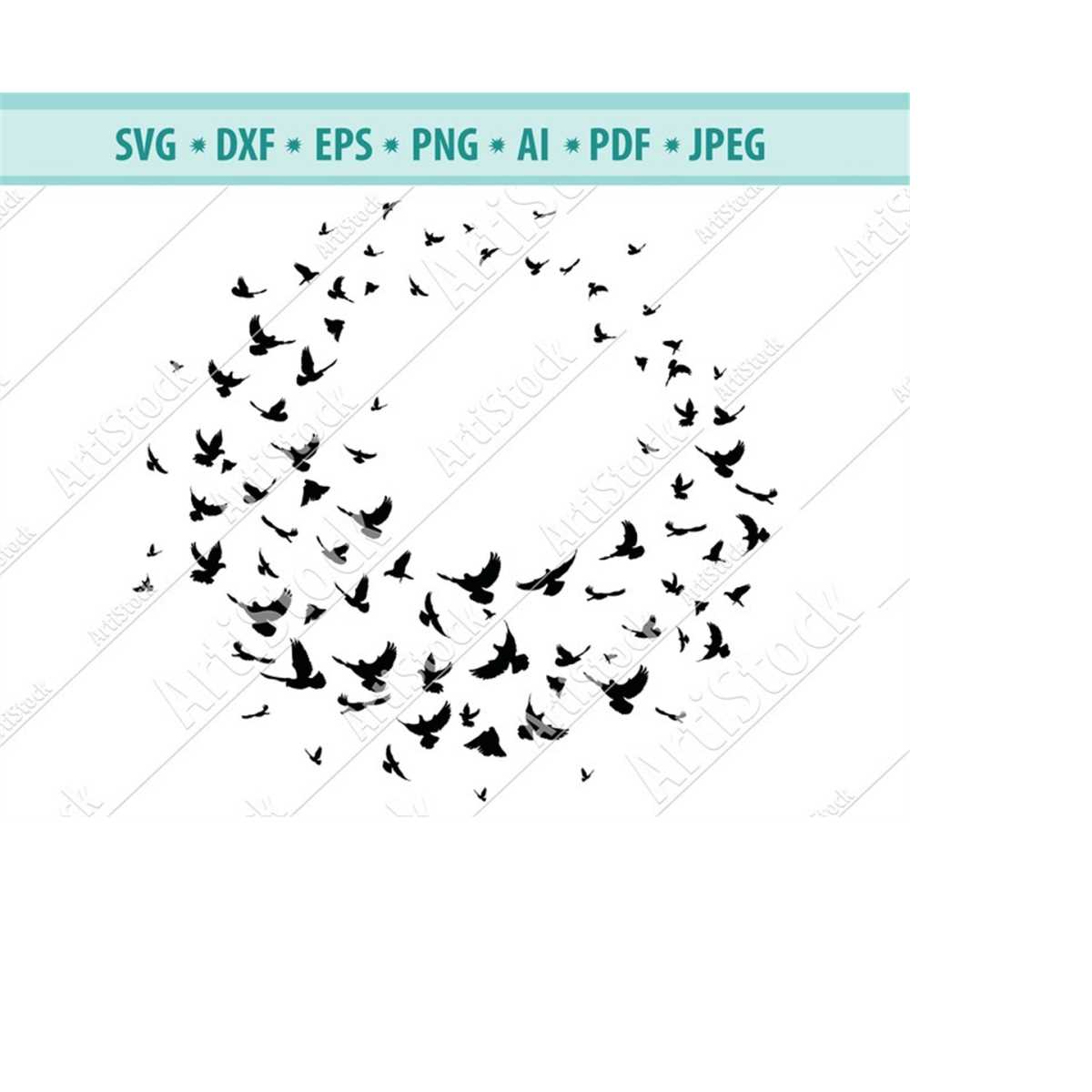 Flock of Birds SVG Vector, Silhouette of birds SVG, flying b | Inspire ...