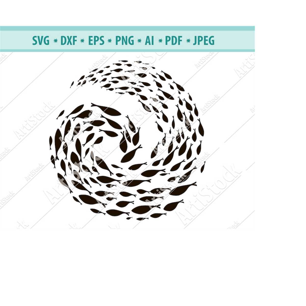 School of fish. Group of fishes. Vector fish logo. Black sil | Inspire ...