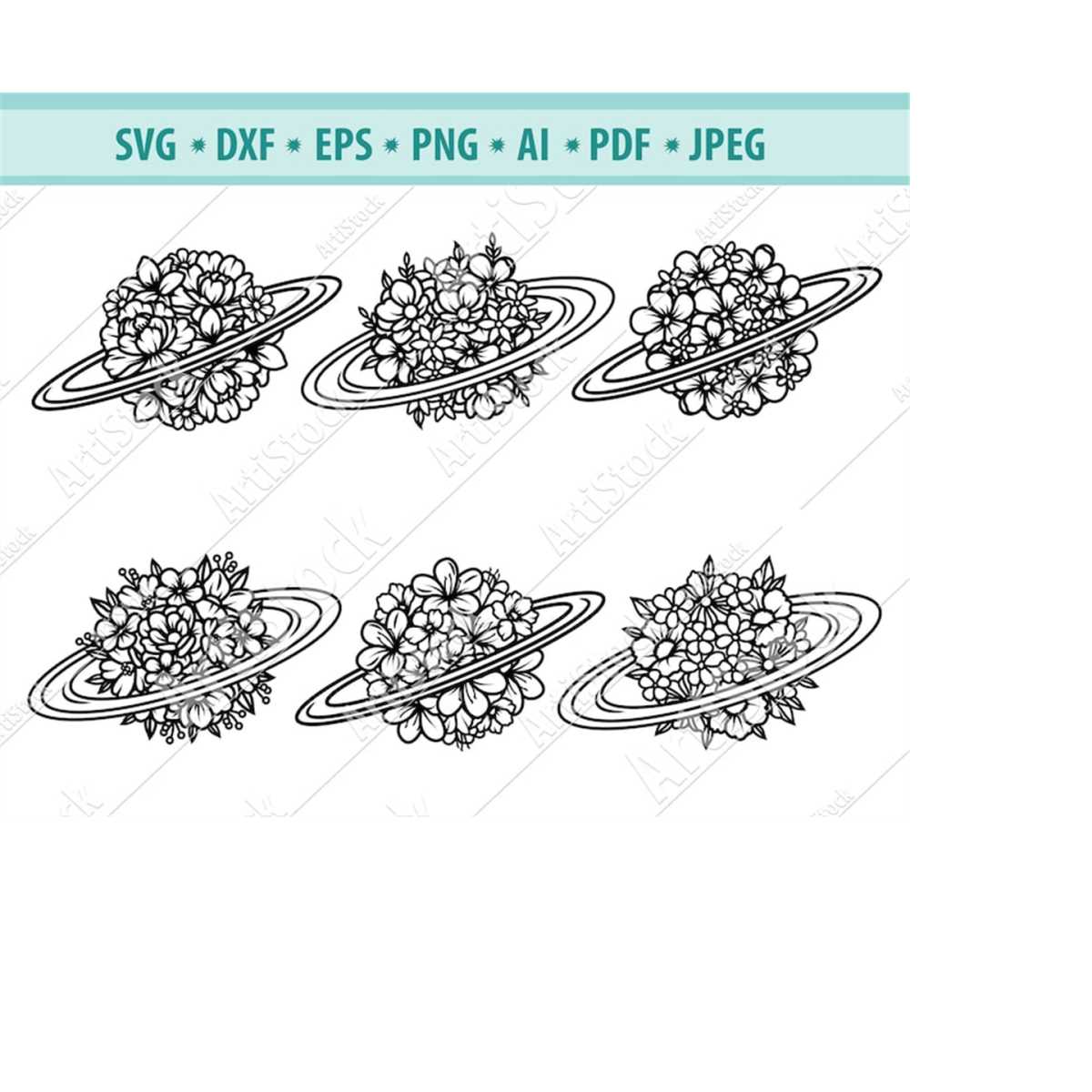 Flower Planets Svg, Solar System Svg, Floral Saturn Svg, Ast - Inspire ...