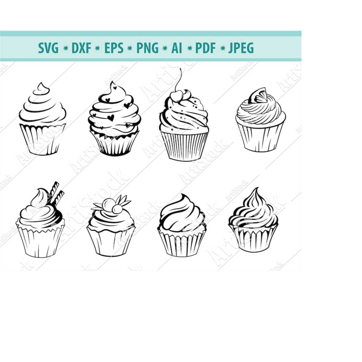 Cupcake SVG File, Cupcake Hearts Svg, Bakery Svg, Sweet Cupc | Inspire ...