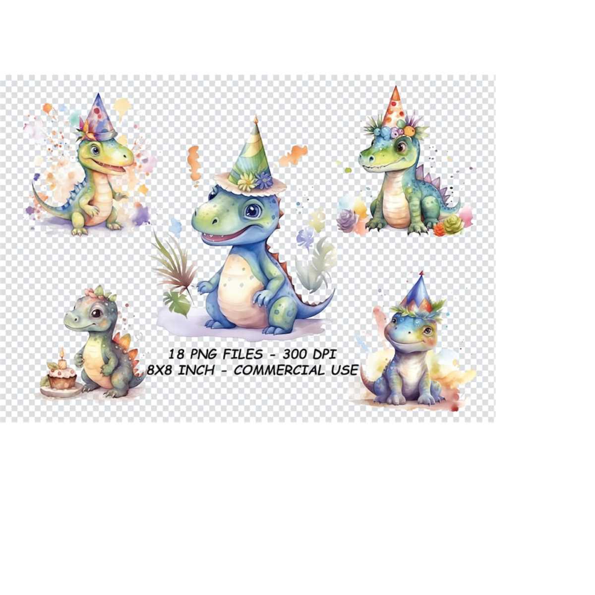 DINOSAUR BIRTHDAY WATERCOLOR Clipart Png, Dinosaur Birthday | Inspire ...