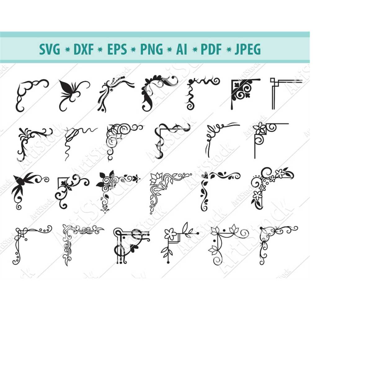 Vintage corner Svg, Ornamental border svg, Floral frame svg, | Inspire ...