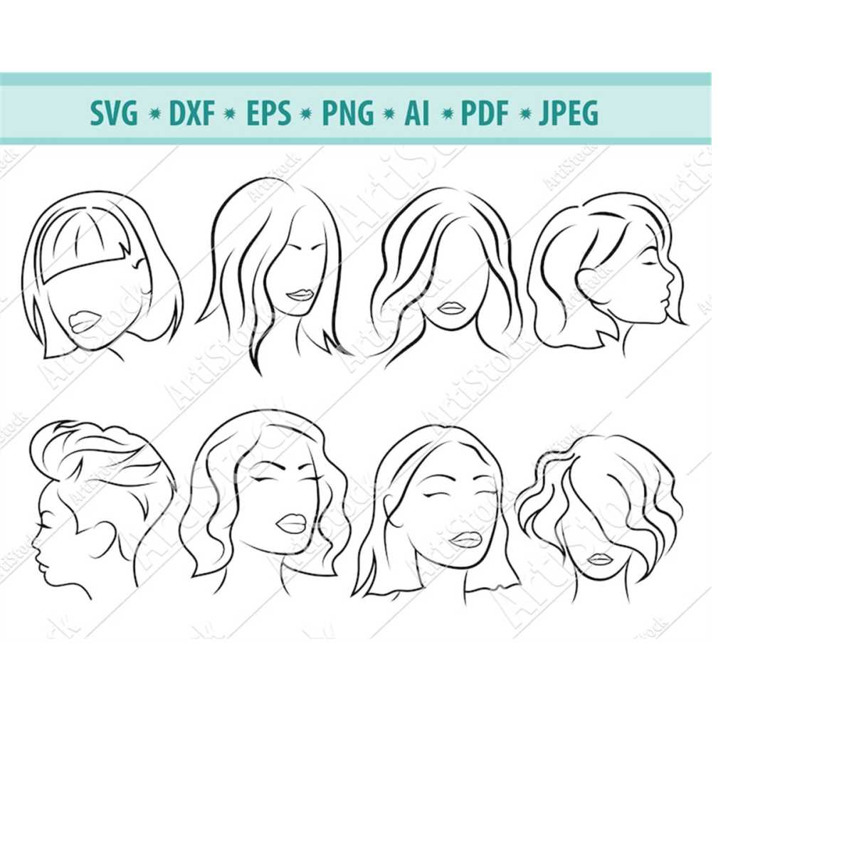 Woman's face svg, Woman svg file, Woman hairstyle Svg, Girl | Inspire ...
