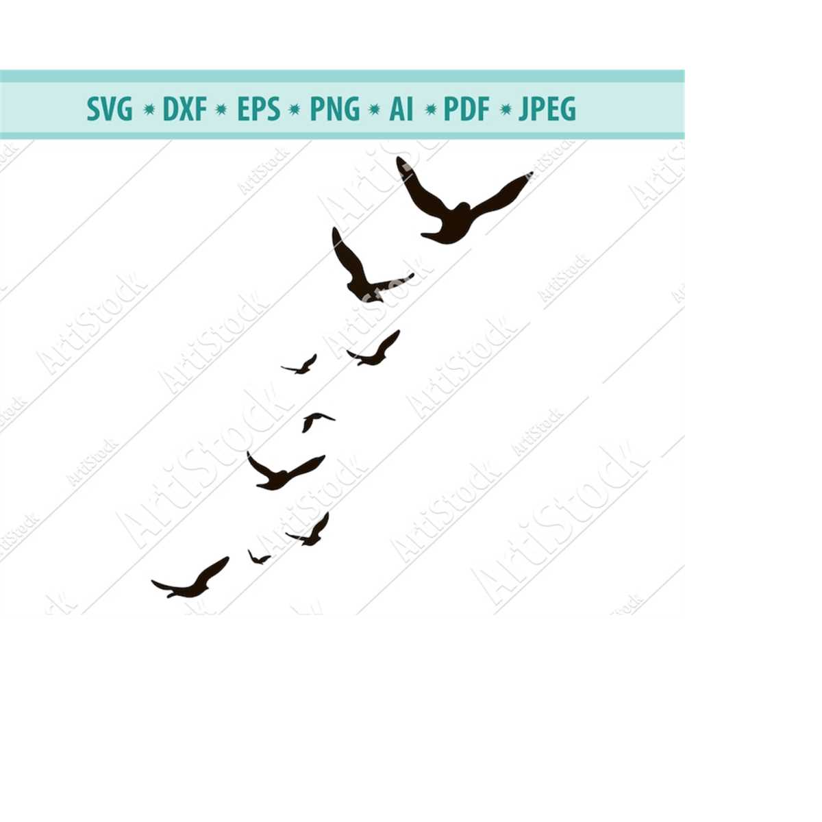 Flock of Birds SVG Vector, Silhouette of birds SVG, flying b | Inspire ...