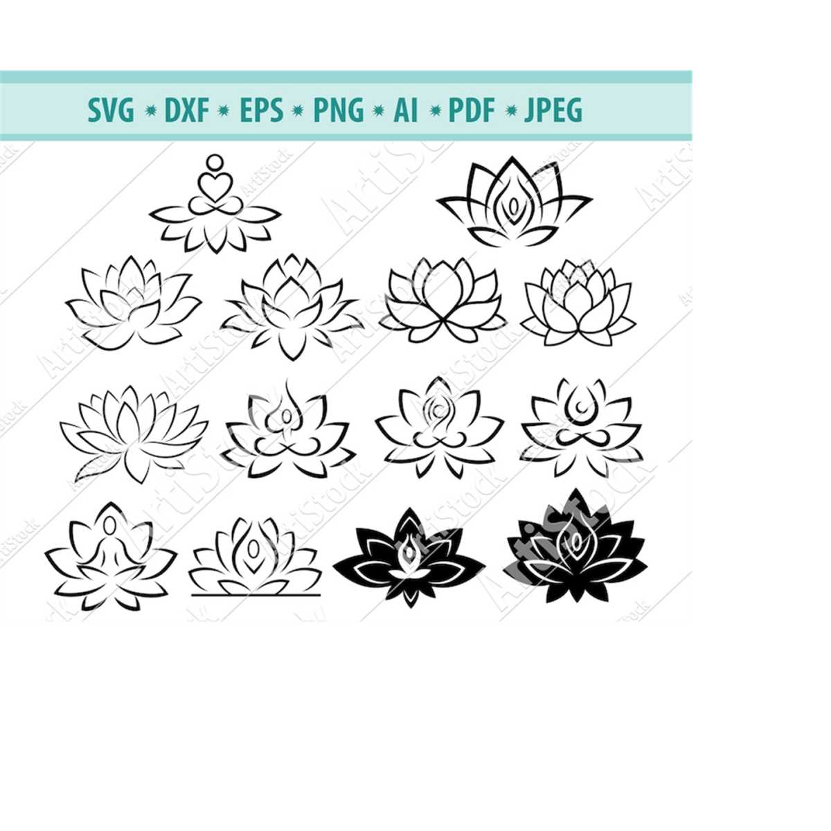 LOTUS SVG, Lotus clipart, Lotus flower, Flower svg, Floral s | Inspire Uplift