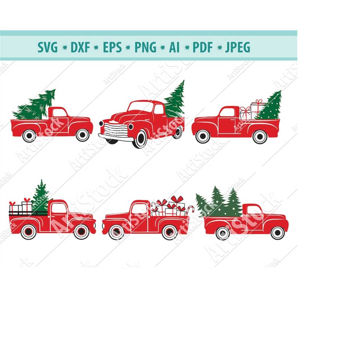 Christmas truck svg, Christmas tree svg, Old red truck svg, | Inspire ...