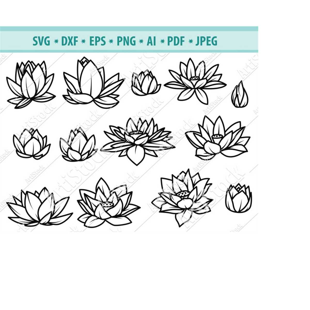 LOTUS SVG, lotus clipart, lotus flower, flower svg, floral s | Inspire ...