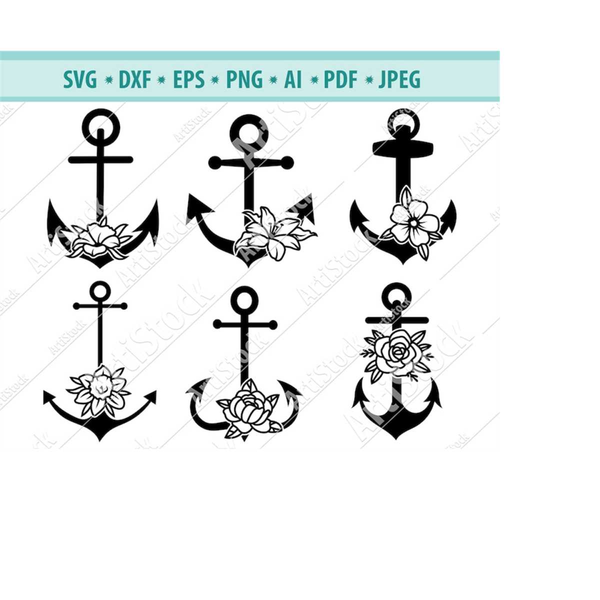 Anchor SVG file, Anchor cut file, Anchor Floral Svg, Anchor - Inspire ...