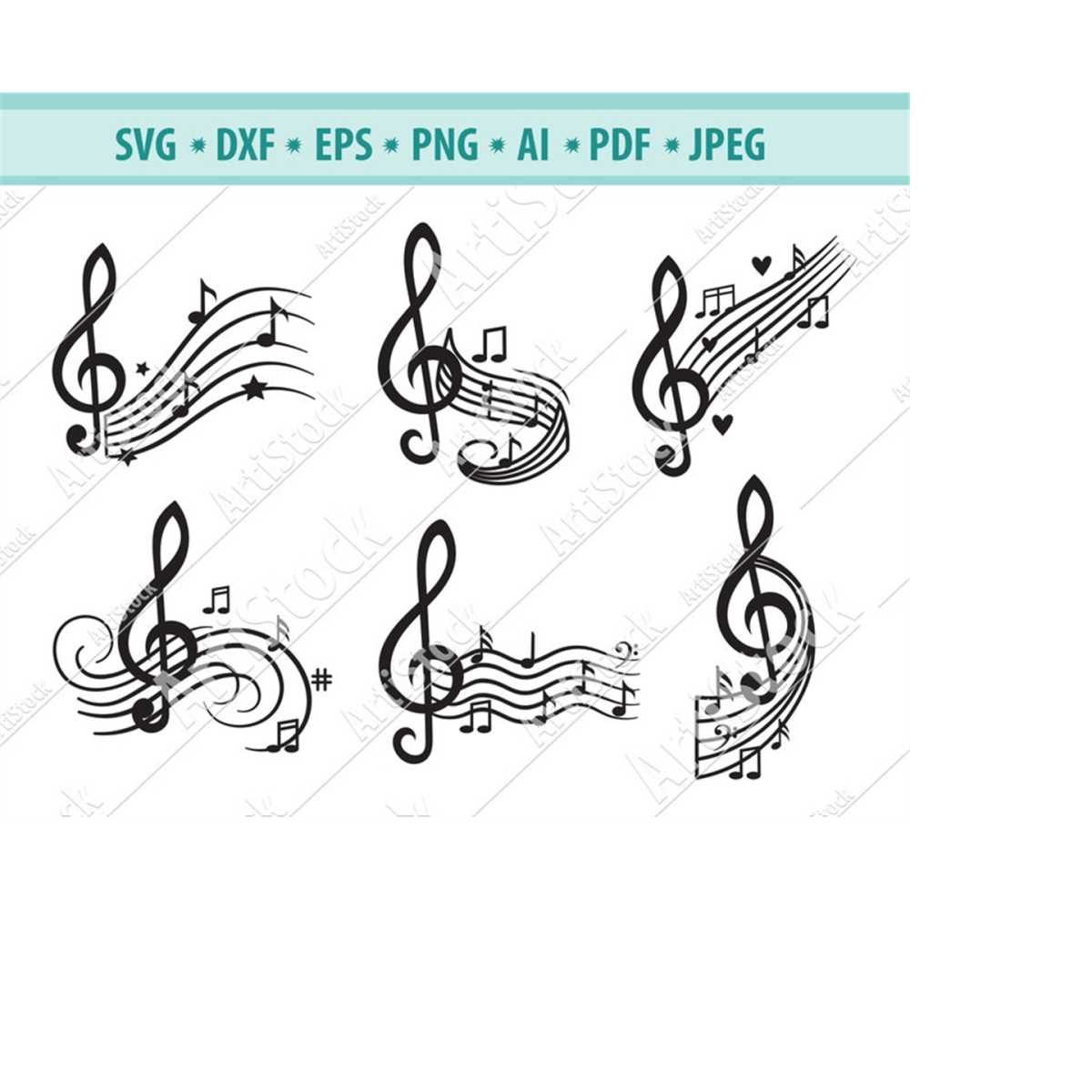 Musical Notes Svg, Music Svg, Music Sheet svg, Silhouette, M | Inspire ...
