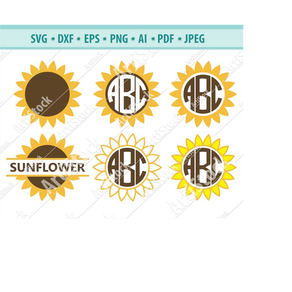 Sunflower SVG, Sunflower Monogram Svg, Flower Svg, Sunflower - Inspire ...