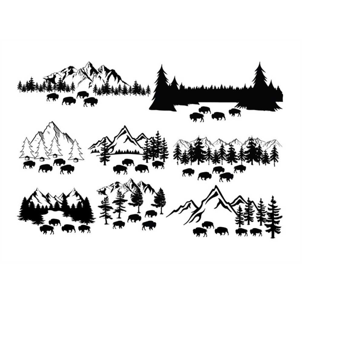 BISON SVG, MOUNTAIN Svg, Wild Bison Svg, Mountain and Bison - Inspire ...