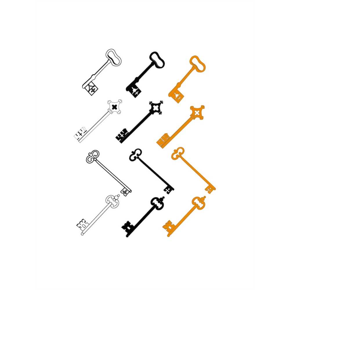 Old Keys, keys svg, Clipart, Cutouts, Silhouette Cameo, Cric | Inspire ...