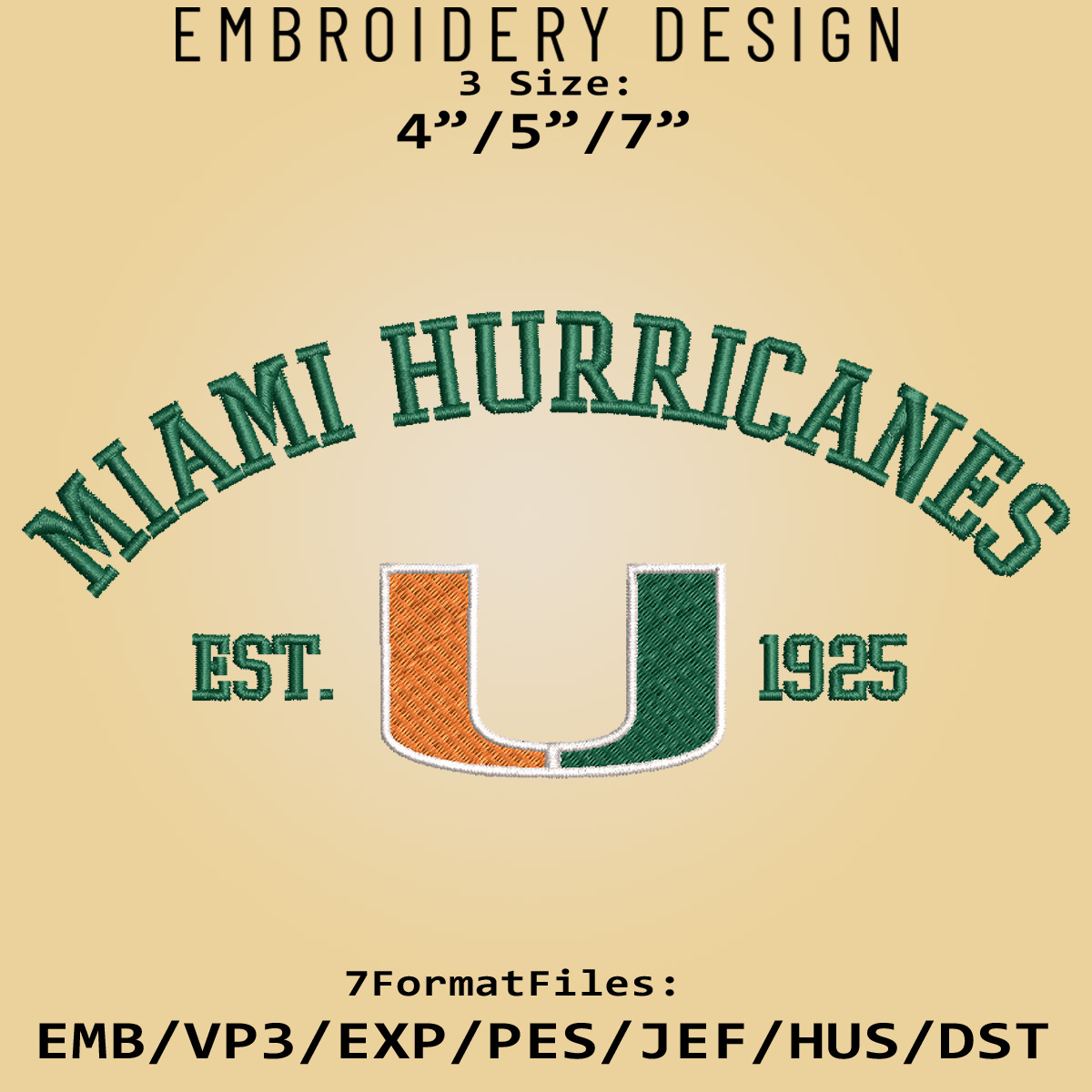 Miami Hurricanes embroidery design, NCAA Logo Embroidery Fil | Inspire ...