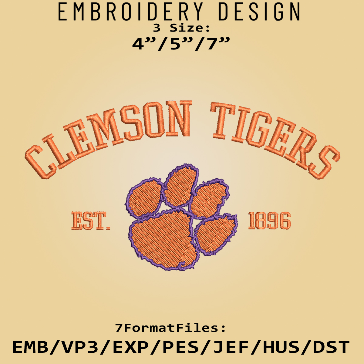 Clemson Tigers embroidery design, NCAA Logo Embroidery Files | Inspire Uplift