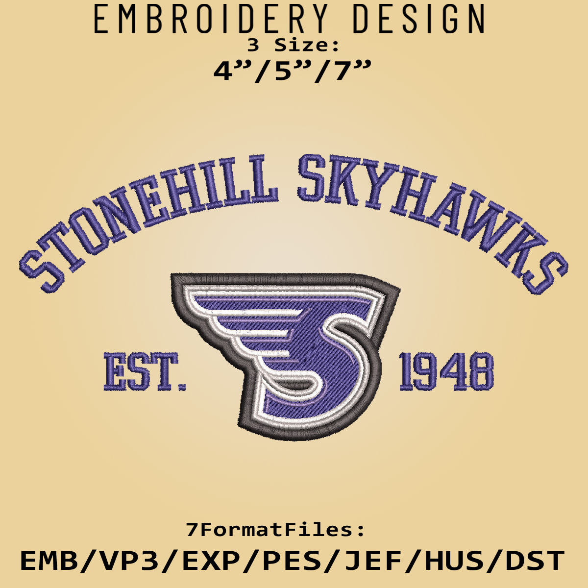 Stonehill Skyhawks embroidery design, NCAA Logo Embroidery F | Inspire ...