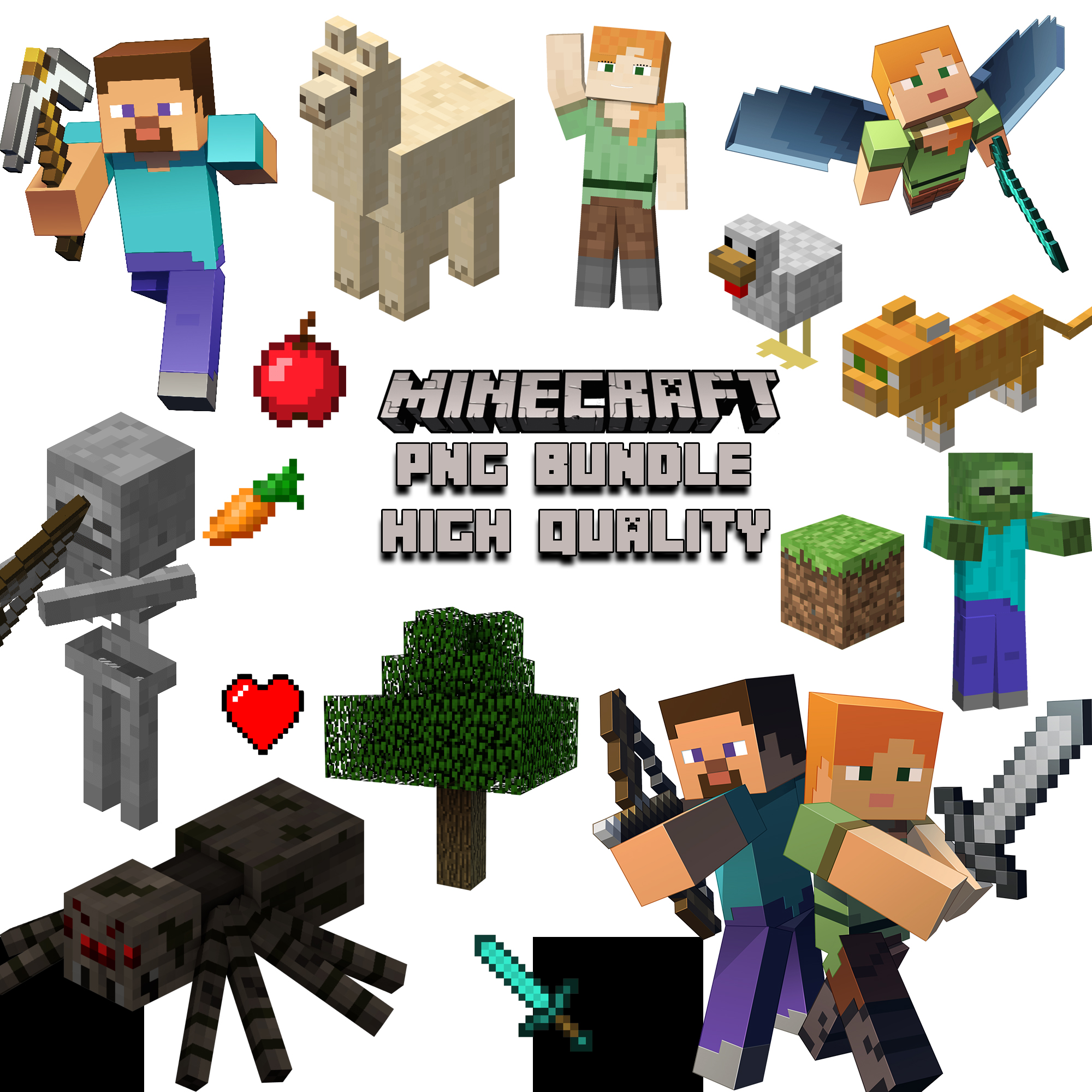 Minecraft png bundle, minecraft icons, video game png, insta - Inspire ...