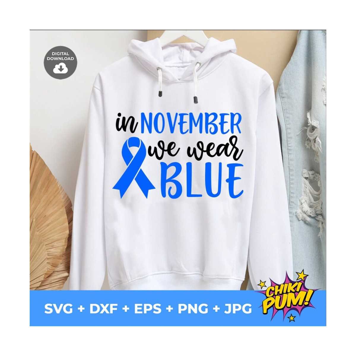 In November we wear blue SVG, Blue ribbon SVG, Diabetes awar | Inspire ...