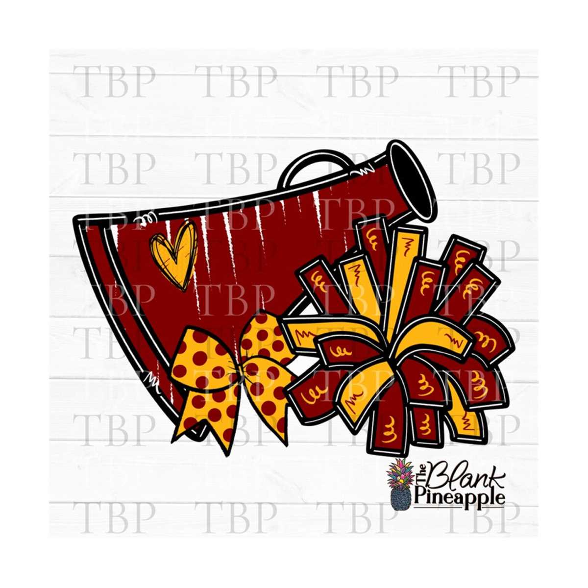 Cheer Design PNG, Cheer Pom Pom Megaphone and bow in maroon - Inspire ...