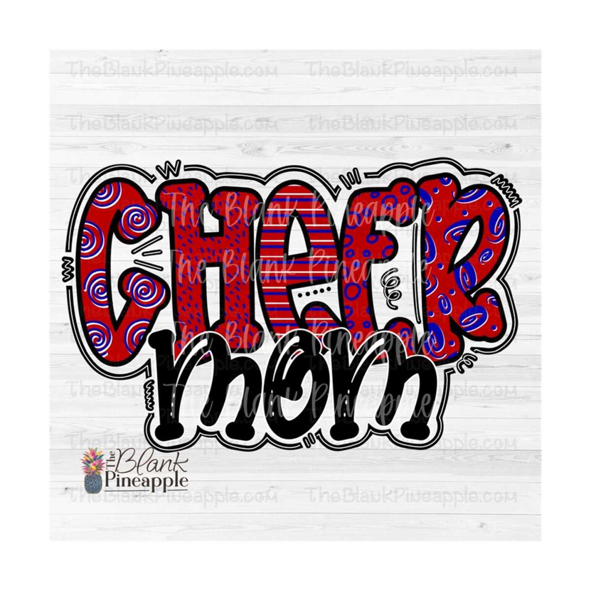 Cheer Design PNG, Doodle Cheer Mom in Red and Royal Blue PNG | Inspire ...