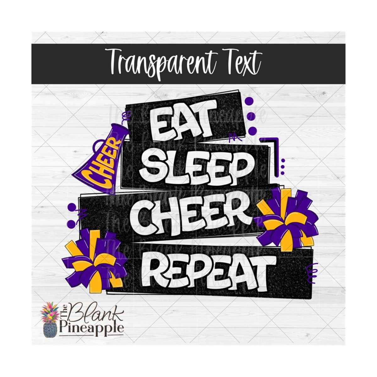 Cheer Design PNG, Eat Sleep Cheer Repeat in Purple and Yello | Inspire ...