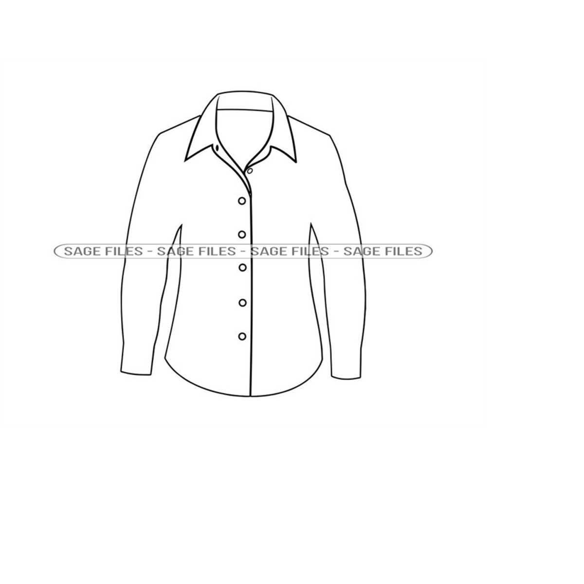 Dress Shirt Outline SVG, Shirt Svg, Long Sleeve Shirt Svg, S | Inspire ...