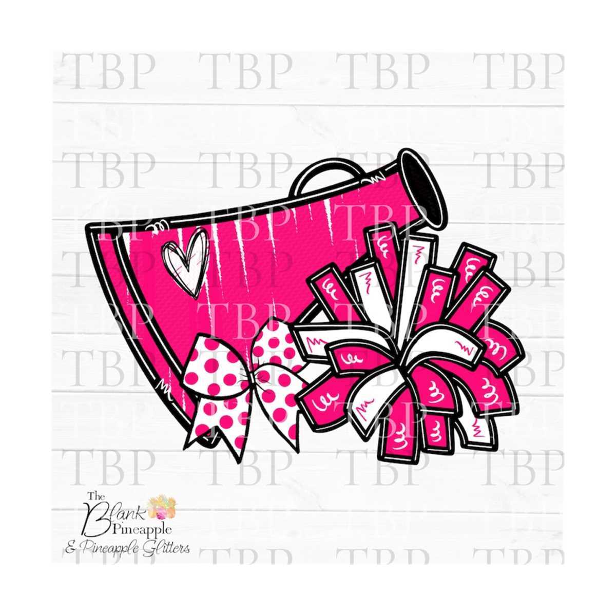 Cheer Design PNG Cheer Megaphone and Pom Poms with Bow in P - Inspire ...