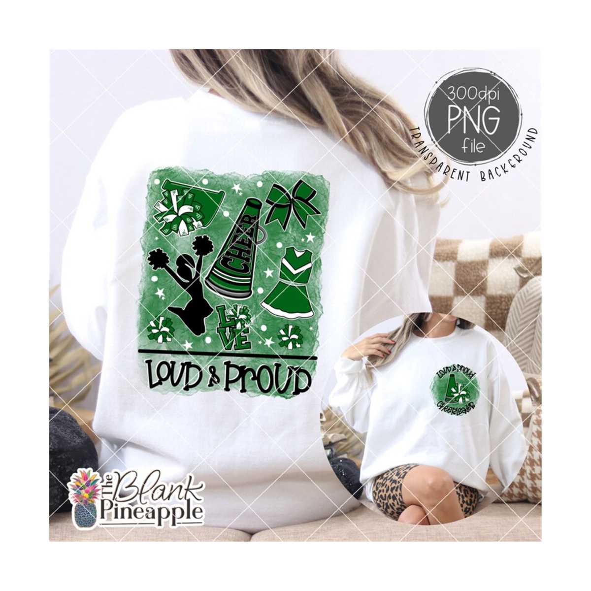 Cheer Design PNG, Loud and Proud Cheerleader PNG in Dark Gre | Inspire ...