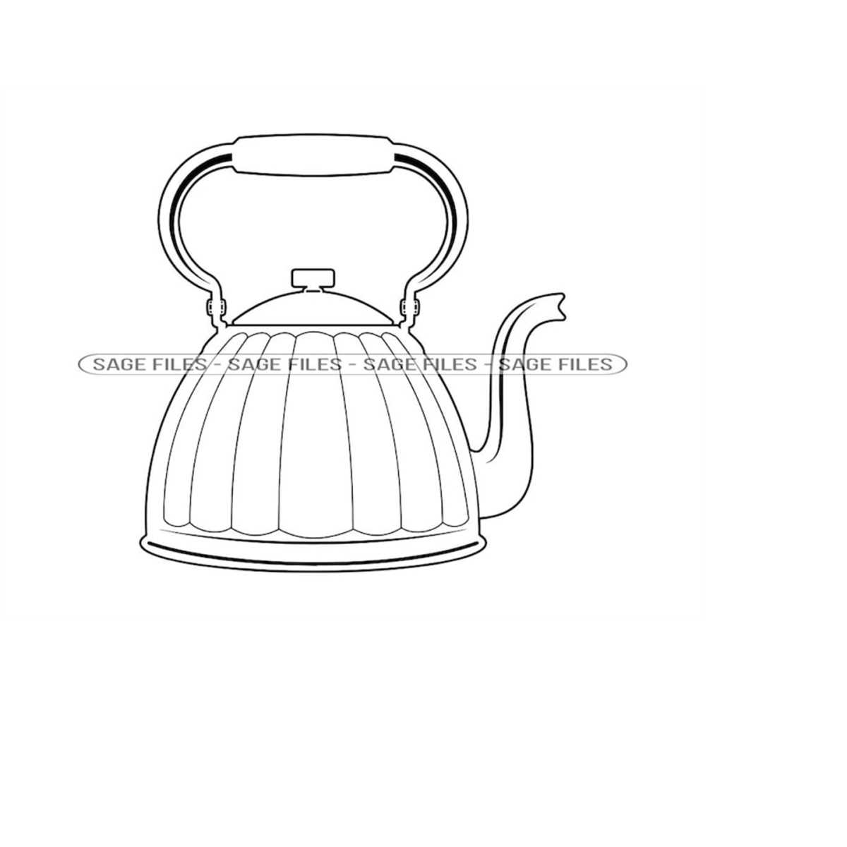 Tea Kettle Outline 2 SVG, Tea Kettle Clipart, Tea Kettle Fil | Inspire ...