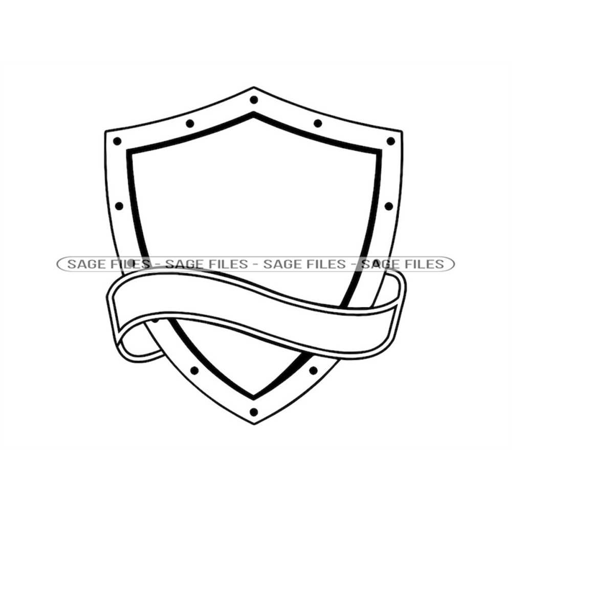 Shield & Banner Outline SVG, Shield Svg, Banner Svg, Shield - Inspire ...