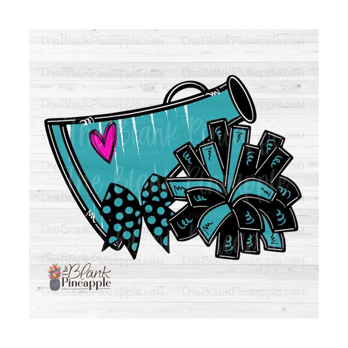 Cheer Design PNG, Cheer Megaphone and Pom Poms with Bow in T | Inspire ...